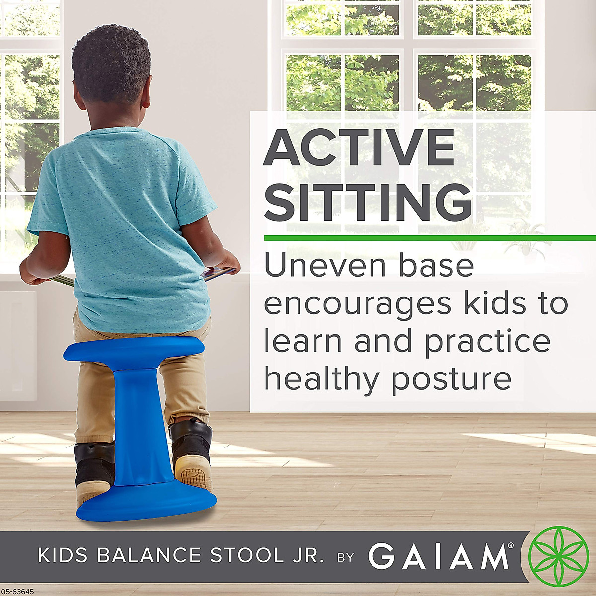 Gaiam Kids Wobble Stool Desk Chair - Alternative Flexible Seating Balance Wiggle Chair | ADHD Sensory Fidget Core Rocker Child Seat Elementary School Classroom Furniture for Student, Toddler, Ages 5-8