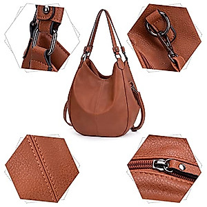 10L Big Hobo Bags for Women Designer Purses and Handbags Leather Tote Bag Conceal Carry Shoulder Crossbody Purses for Women Brown