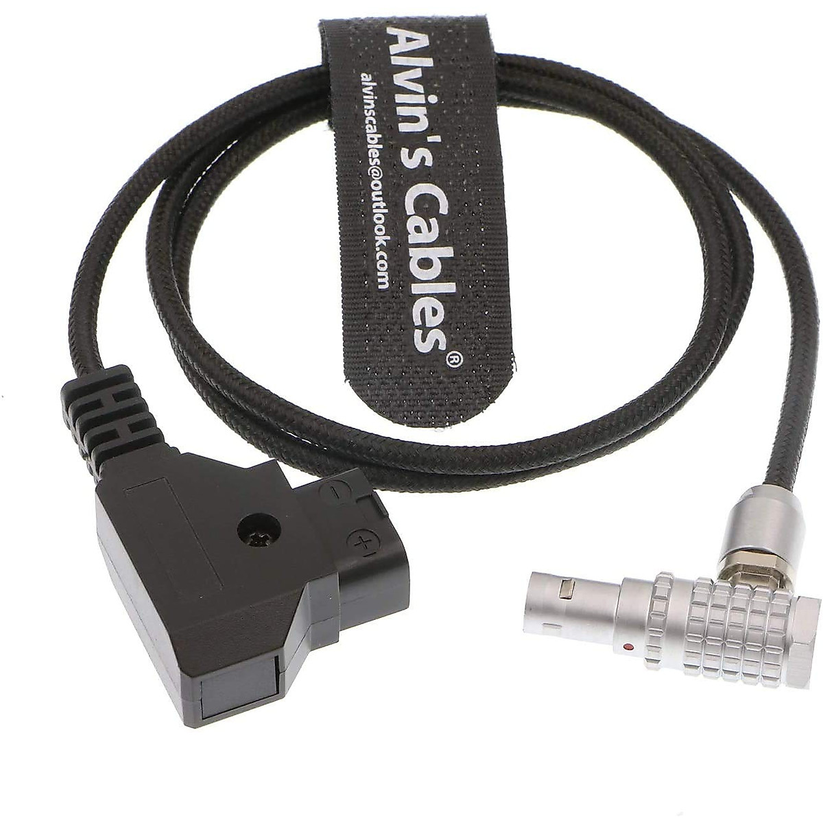 Alvin‘s Cables Teradek Power Cable D-tap to 2 Pin Cable Right Angle 2 Pin Male Braided Flexible Cable for SmallHD Teradek 60cm|23.6inches