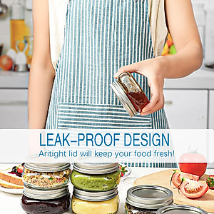 16 Pack Mason Jars 8 oz - Wide Mouth Mason Jars with Silver Metal Airtight Lids and Bands, Glass Canning Jar for Canning, Pickling, Preserving, Jam, Honey, DIY Decor, Shower Favors