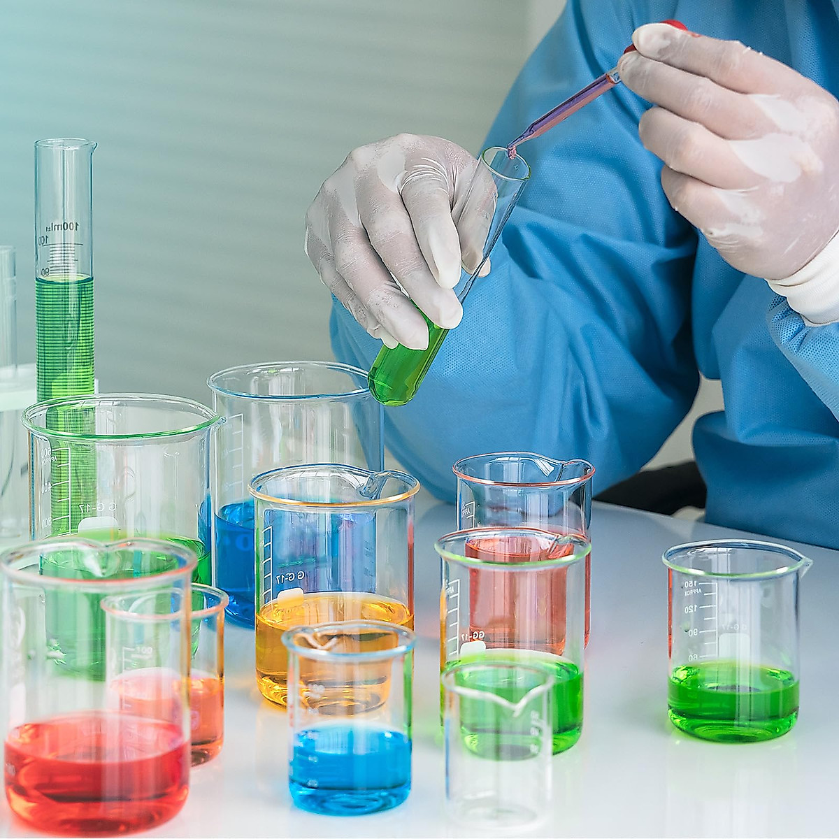 PATIKIL 13ml Plastic Test Tubes with Cork Stoppers, 15Pcs 150x15mm Tubes for Scientific Party Decoration Candy Bead Storage Bath Salt Lab Use, Clear