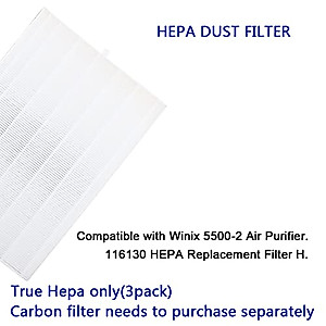 XINXUANNENG - 116130 Replacement Filter H Compatible with Winix 5500-2 Air Purifier，True Hepa Filter 3 Pack Only