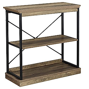 HOMCOM 2-Tier Shelf, Modern Style Bookshelf with Metal Frame for Living Room, Bedroom, and Office, Brown