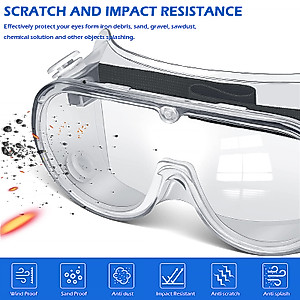 OXG 6 Pack Anti-Fog Safety Glasses Over Eyeglasses，Protective Safety Goggles ANSI Z87.1 Lab Goggles Men Women