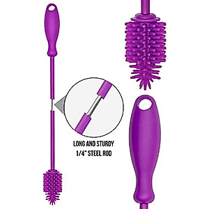 A-Brush Silicone Bottle Cleaner Brush, 2 Piece Set, Flexible, Long Handle - Water Bottle Cleaner, Baby Bottle Nipple Brush for Plastic & Glass, BPA-Free Dish Washing Brush A2S Protection