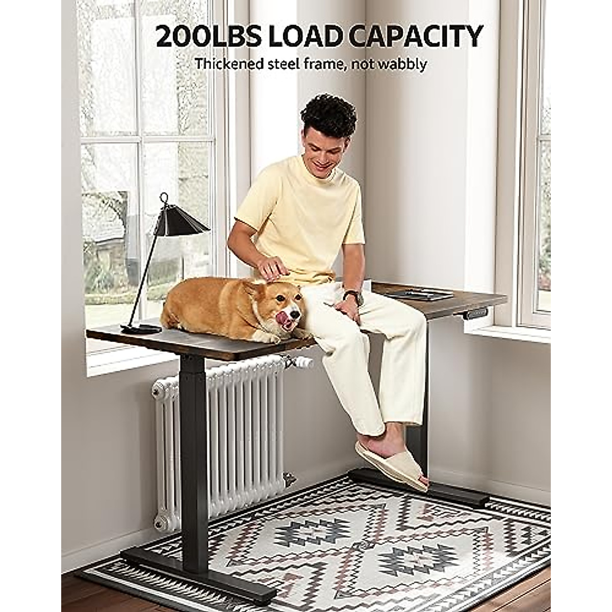 SIAGO Electric Standing Desk Adjustable - 48 x 24 Inch Sit Stand Desk with Cable Management - 3 Memory Preset Stand up Computer Table Desks for Home Office Work