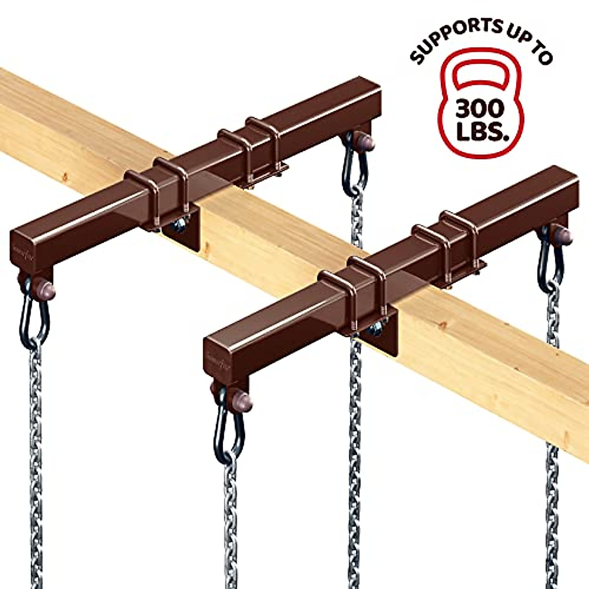 Swurfer Swingset Conversion Bracket - No Tree, No Problem, Convert Your Swingset to a Swurfset, Heavy Duty Horse Glider Bracket for Swing Set Attachment (Brown (2 Pack))