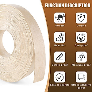 Birch Plywood Veneer Roll Wood Veneer Edge Banding,3/4 inch*25ft Edge Banding, Iron on with Hot Melt Adhesive, Flexible Wood Tape Sanded to Perfection. Easy Application Wood Edging