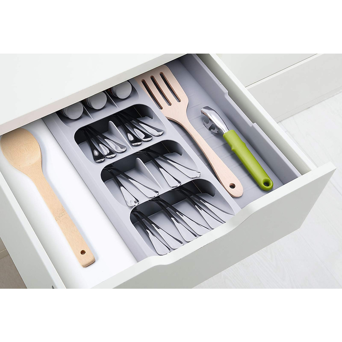 SOMIER Expandable Cutlery Tray Kitchen Drawer Organizer and In-Drawer Knife Holder