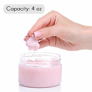 Qeirudu 4 oz Plastic Jars with Lids and Labels, 24 Pack BPA Free Empty Containers Clear Round Cosmetic Jars for Sugar Scrubs, Body Butter, Lotion, Creams