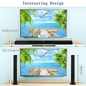 NA TV Sound bar, Bluetooth soundbar Speaker for tv with Surround Sound Home Theater System combinable Desgin, 4 Driver Speakers，tv/pc/Phone/Tablet Connection Remote Control，Wall Mountable