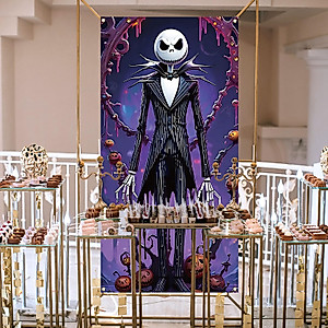 The Nightmare Before Christmas Door Cover Halloween Jack Skellington Birthday Party Front Door Porch Banner Photography Decoration