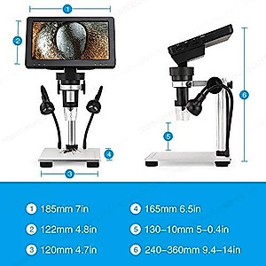 Wishiot 1-1200X G1200 Electronic Video Microscope 7inch HD LCD Display 12MP Magnifier PCB BGA SMT Soldering Digital Microscope US Version