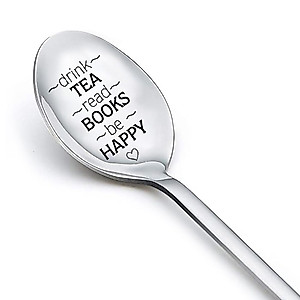 Cute Tea Spoon for Hot Tea Fancy Reading Gifts for Best Friend Birthday Gifts for Women Daughter Son Christmas Gift for Men Boyfriend Husband Gift from Wife Girlfriend Stocking Stuffers for Girls Boys