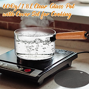 Uiifan 2 Sets Christmas Simmer Pot Gift for Cooking Festive Saucepan Pots Clear Pot with Lid Handle and Pan Set 60oz Simmer Saucepan Resistant Safe for Pasta Noodle Soup Milk Baby Food