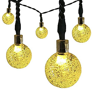 Globe String Lights, CMYK 20 Ft 30 Crystal Balls Waterproof LED Fairy Lights, Outdoor Starry Lights Solar Powered String Lights, Decorative Lighting for Home, Garden, Party, Festival (Warm White)