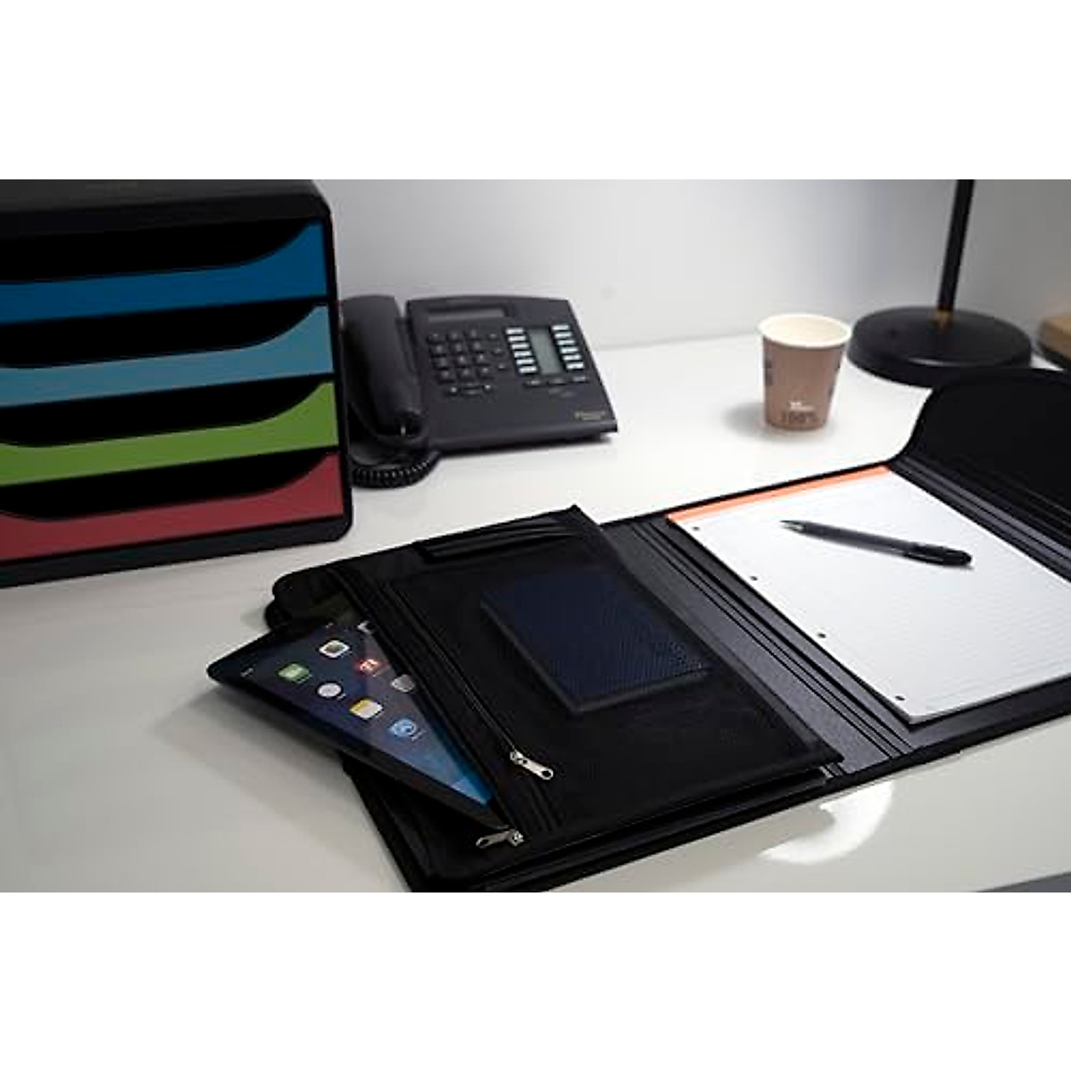 Exacompta - Ref 55834E - Exactive - Conference Folder - 25.5 x 33cm in Size, Suitable for A4 Documents, 13 Customisable Tabs, Writing Pad Supplied - Black