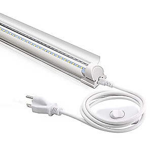 Barrina LED Shop Light, 4FT 40W 5000LM 5000K with Reflectors, V Shape LED Shop Lights, Daylight White LED for Garage Lights, Clear Cover LED Ceiling Light, T8 Integrated Light Fixture
