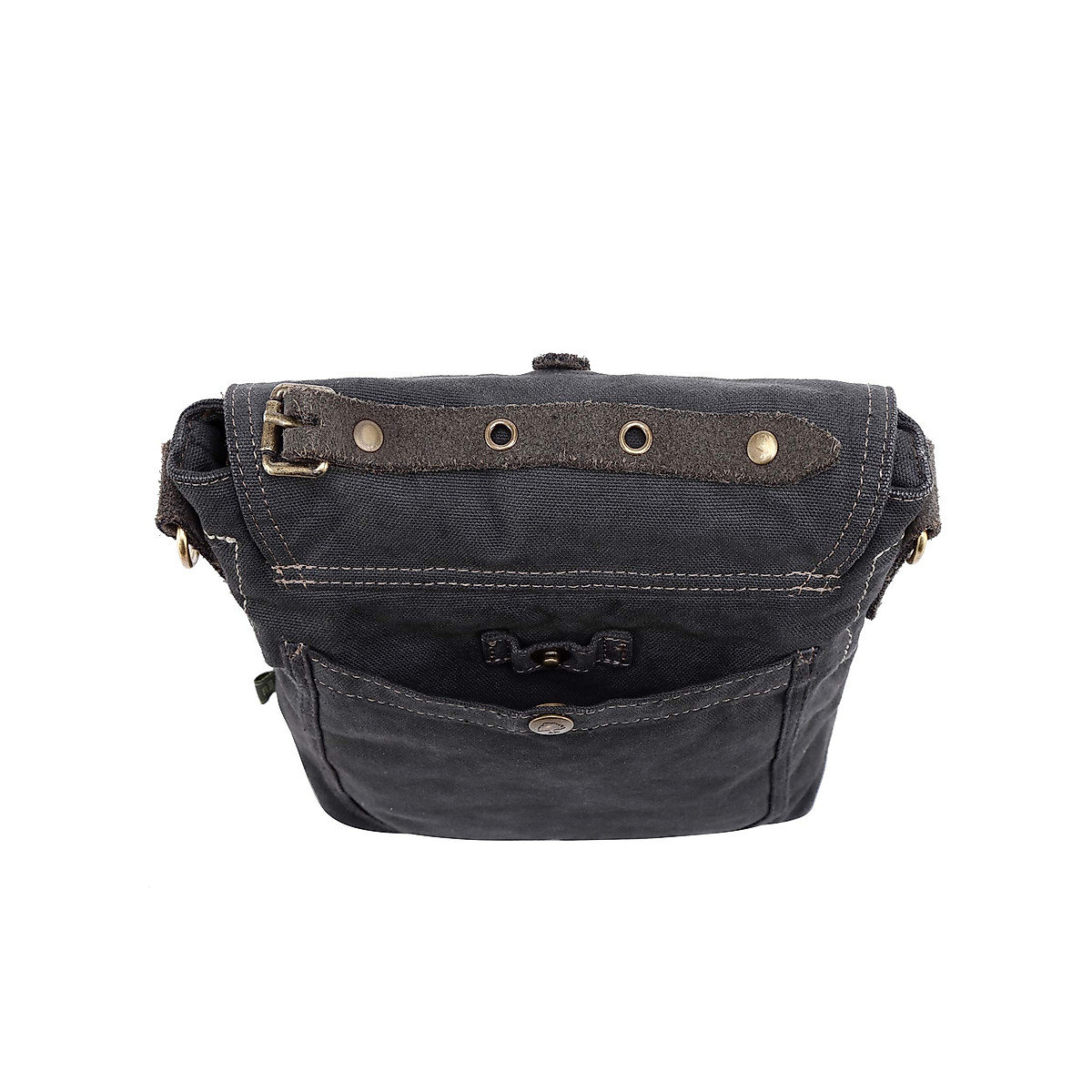 TSD Brand Coastal Canvas Crossbody Bag (Dark Grey)