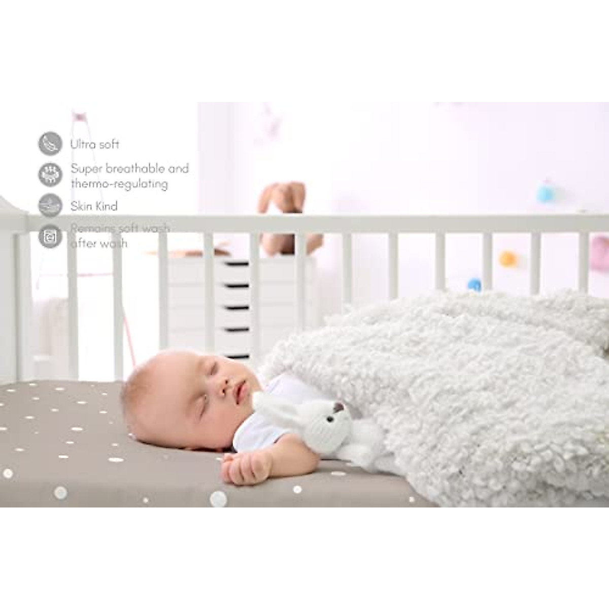 Bear’s Little Fish 100% Organic Cotton Baby Bassinet Sheets - Soft Fitted Crib Sheets for Hourglass Rectangular Oval Bassinet Mattress Pad Basket For Bedside - 3-Pack