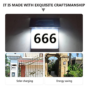 DOITOOL LED Flag Led Signs 2pcs Solar House Number Plaque Light with Motion Sensor LED Light Address Number Outdoor Metal Plaque Lighted Up for Home Garden Street Outdoor Digital Signs