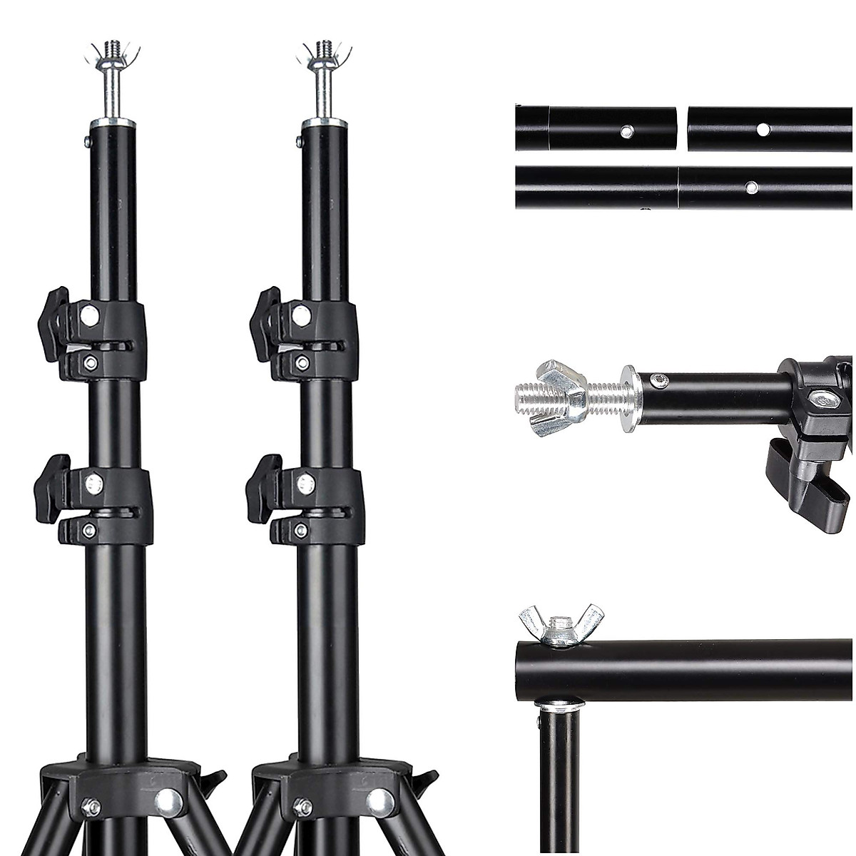Backdrop Stand Kit 7 x 10ft Adjustable Background Support System Stand Kit 6 Clips Carry Bag for Studio Photo Live Stream Party Event