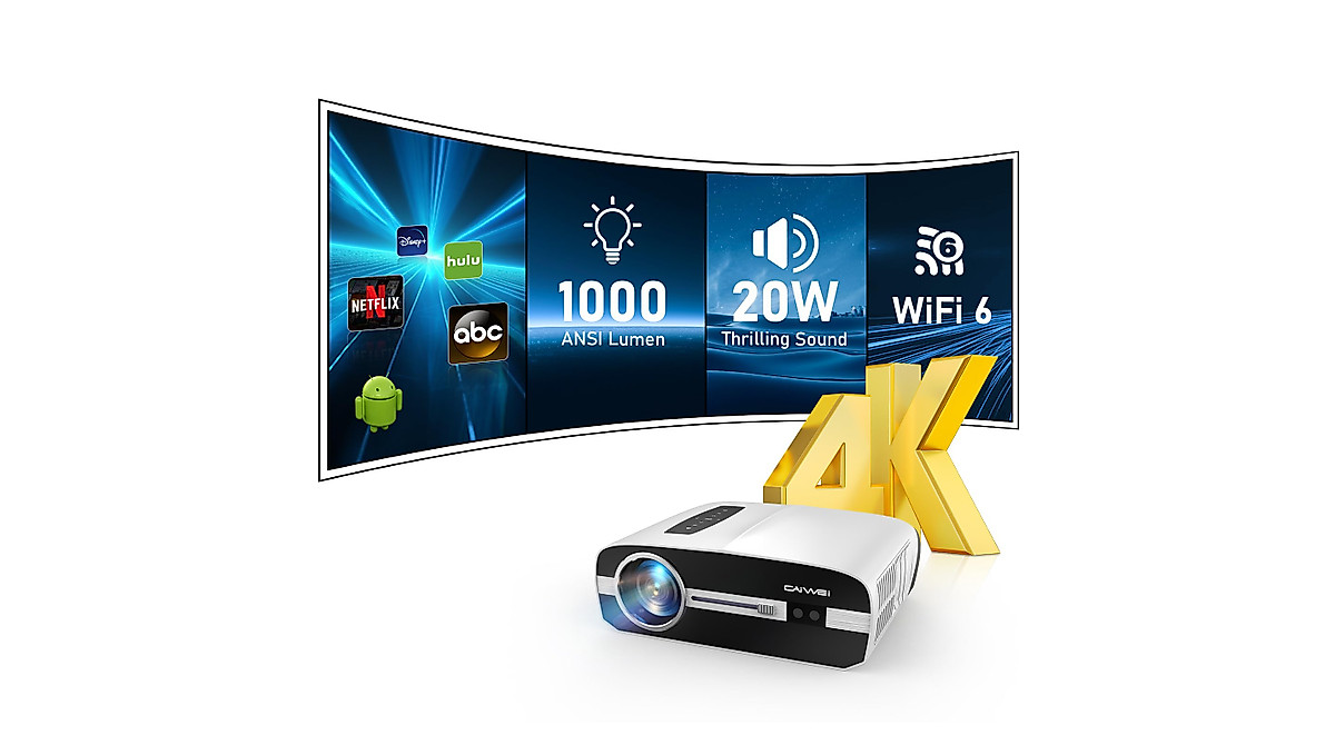 UHD 4K Projector with 5G Wifi Bluetooth, Home Cinema Daytime Projector ...