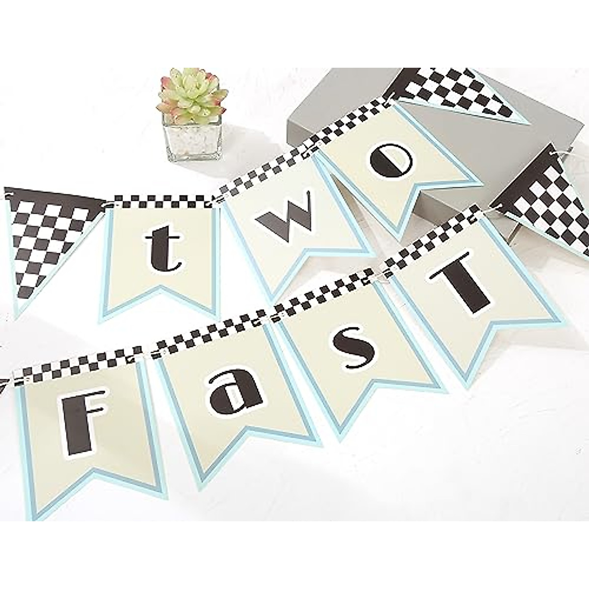 Two Fast Birthday Decorations - Two Fast Banner Racing Car Birthday Party Supplies 2nd Birthday Banner