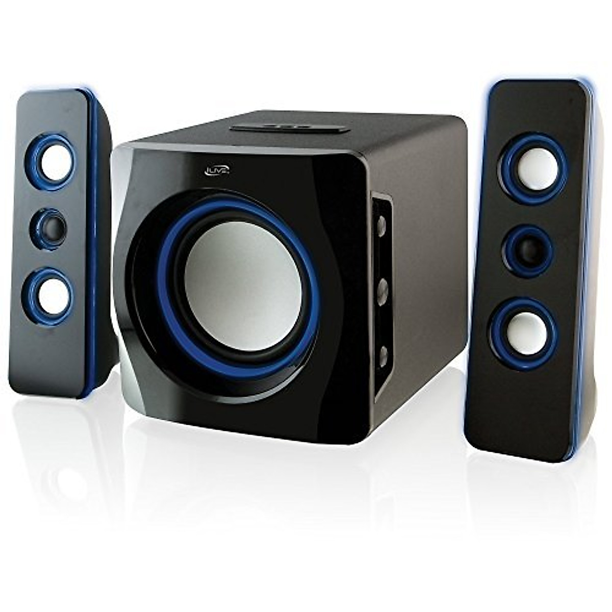 iLive Bluetooth Speaker System with Built-In Subwoofer, 7.28 x 8.86 x 7.28 Inches, Black (iHB23B)