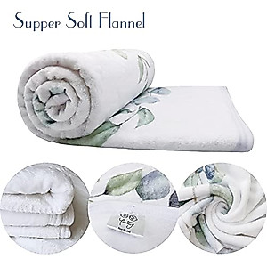 Yoothy Baby Monthly Milestone Blanket for Boy Girl Gender Neutral Gift for Baby Shower, Eucalyptus Plant Blanket for Newborn, Green Leaves Wreath &12 Stickers Included, Soft Flannel Blanket 47''x40''