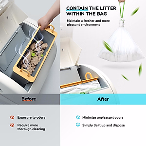 Bilibara 65 Count Drawstring Litter Box Liner Bags for Auto Self-Cleaning Litter Box, Extra Thick Leak Proof Cat Litter Replacement Waste Bags, Unscented, 18.1"W x 15.7"H, 3.5 Gal