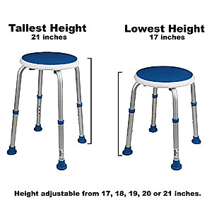 PCP Bath Bench Shower Safety Support Stool, Lightweight Small Space, Foam Padded Round Non-Slip Top