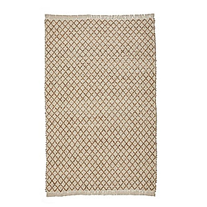 Pebble & Crane - Exeter Rug - Woven Throw Rug - Jute and Cotton - Area Rug for Kitchen, Living Room, Bedroom, and More - Solid Trim - 27” x 45” - Natural and Beige