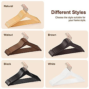 HOUSE DAY Premium Wooden Hangers Black with Non Slip Pants Bar Smooth Finish Solid Wood Coat Hanger 360° Swivel Rose Gold Hook Cut Notches for Suit, Jacket, Dress, Heavy Duty Clothes Hangers 20 Pack