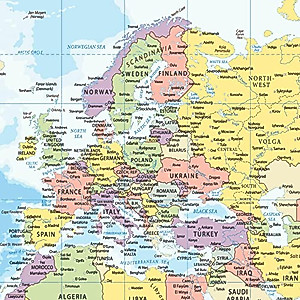 Hambli World Map For Wall – 37” x 26” Large Map of the World Poster - World Map Wall Art For Classroom, Kids & Travel