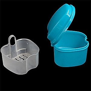 XuBa Pp Denture Bath Box Case Dental False Teeth Storage Box With Hanging Net Container