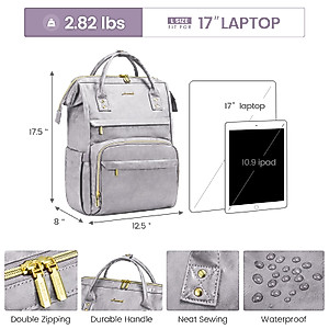 LOVEVOOK Vintage Leather Backpack for Women,15.6 inch Leather Laptop Backpack Women Teacher Nurse Work Travel Backpack Computer Laptop Bags,Professional Backpack Purse Carry On Backpack,Tile Violet