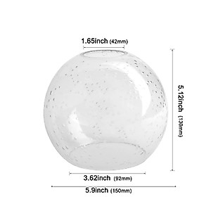 2 Pack Seeded Clear Glass Globe Lamp Shades, Replacement Lampshade Covers for Light Fixture Wall Sconces Pendant Lighting Vanity Light Table Floor Lamp,1.65"Fitter, 5.9"Diameter