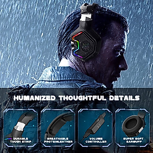 EUARNE Gaming Headset for PS5, PS4, Xbox Series X|S & Xbox, PC Gaming Headphone with 7.1 Surround Sound, Noise Canceling Mic- for PlayStation 5, Mac