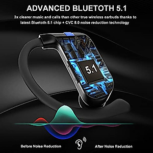 Wireless Earbuds, Bluetooth 5.1 Headphones Sport Wireless Earphones in Ear Noise Cancelling Earbuds with Mic Deep Bass Sports Earhooks IP7 Waterproof 40H Playtime Headset for Running Gym Sports