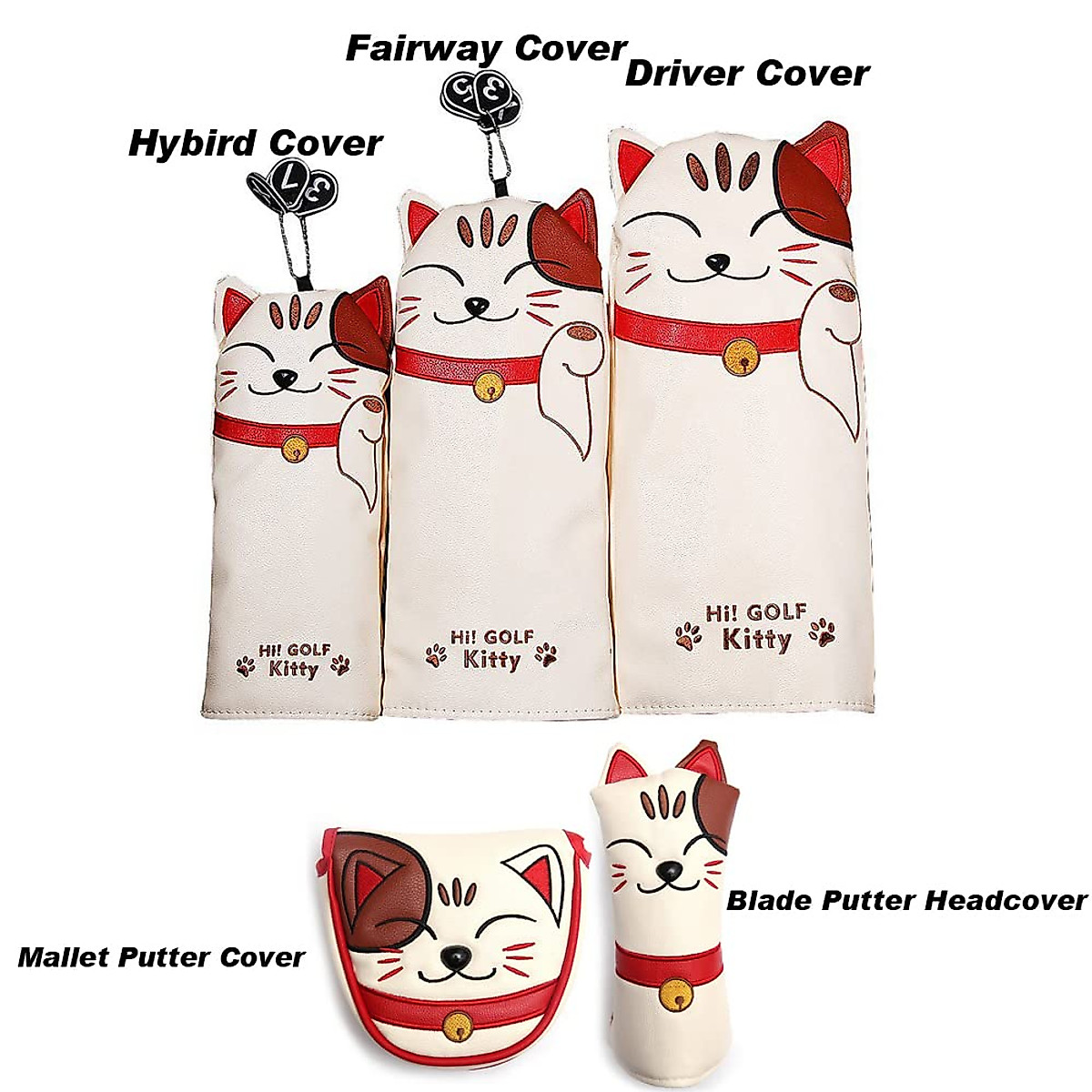 Golf Club Head Covers Golf Head Covers Woods for Driver Fairway Hybrid Wood Head Cover Headcover Blade Mallet Putter Cover Golf Accessories (Mallet Putter Cover)