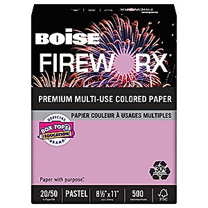 Boise MP2201OR FIREWORX Colored Paper, 20lb, 8-1/2 x 11, Echo Orchid, 500 Sheets/Ream