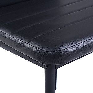 IDS Online 7 Pieces Modern Glass Dining Table Set Faxu Leather With 6 Chairs Black.