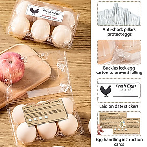 baflovga Egg Cartons Cheap Bulk 100 Pack, Eggs 6 Count, Plastic Egg Cartons Reusable with Egg Handling Instructions and Stickers, Half Dozen Eggs for Family, Chicken Farm, Market Display, 2x3Grids