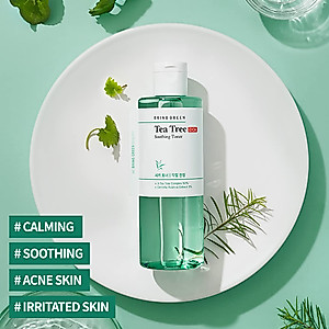 BRING GREEN Tea Tree CICA Soothing Toner Redness Relief for Face, Skin Balancing, AHA, Exfoliating Toner for Oily Skin, Korean Acne Treatment Skin Care, Hydrating, Calming for Dry Sensitive Skin