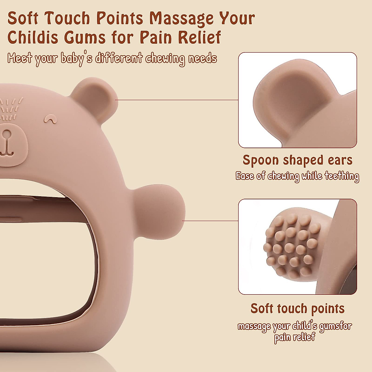 Baby Teething Toys for Babies 0-6,12,18 Months, Qemixly 3 Pack Gift Silicone Baby Teethers for Baby Teething Relief, Anti-Drop Hand Teething Mittens and Rattle Ball(Caramel,Blue,Multi-Blue)