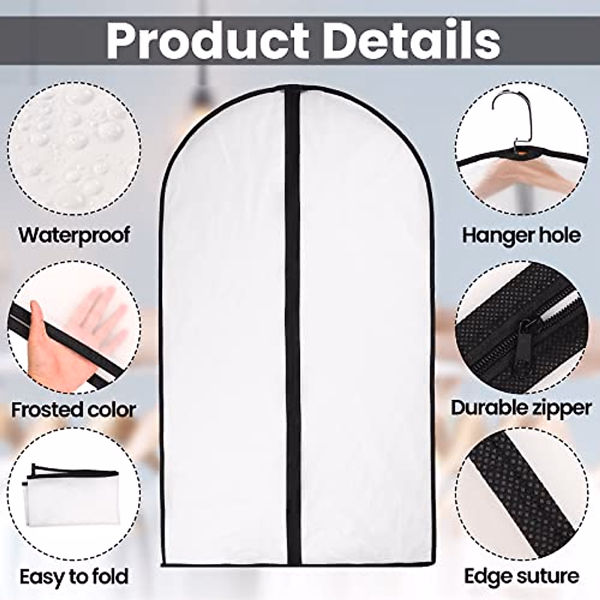 18 Pack Garment Bags for Hanging Clothes Travel Bulk Clear Suit Bag with Zipper Lightweight Garment Covers for Men Women (24 x 40 Inch)