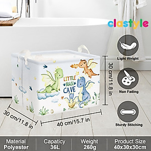 Clastyle 36L Large Rectangle Dragon Gift Basket Star Cloud Blue Book Shelf Basket with Handle Collapsible Toy Clothes Storage Basket for Kid Room Nursery
