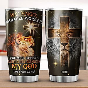 MYMISOR Lion Tumbler Cup For Men My God That Is Who You Are Christian Cross Stainless Steel Mug Wildlife Animal Christian Gift For Lion Lovers Uplifting Gifts Birthday Present
