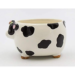 Cosmos Gifts Fine Ceramic Country Barnyard Cow Candy Dish Bowl/Plant Planter, 5" L